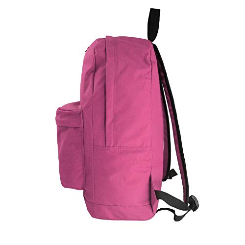 K-Cliffs Basic Backpack Classic Simple School Book Bag Student Daily Daypack 18 Inch (Hot Pink)