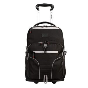 j world new york lunar rolling backpack, laptop bag with wheels, black, 19.5"