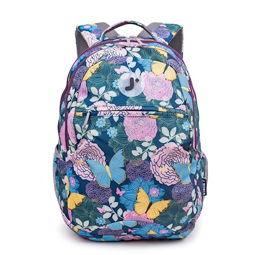 J World New York Cornelia School Backpack for Kids. Cute Womens Laptop Bookbag, Secret Garden, 18 X 12.5 X 8 (H X W X D)