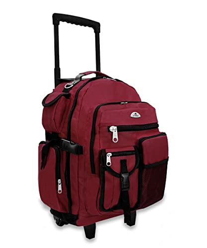 Everest Deluxe Wheeled Backpack, Burgundy, One Size,5045WH-BURG