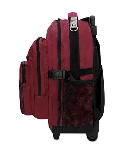 Everest Deluxe Wheeled Backpack, Burgundy, One Size,5045WH-BURG