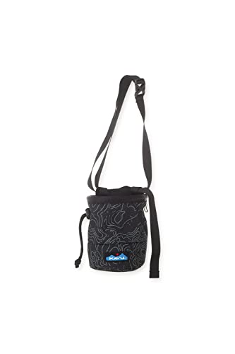 KAVU Peak Seeker Chalk Bag for Rock Climbing, Gymnastics, and Weightlifting - Black Topo