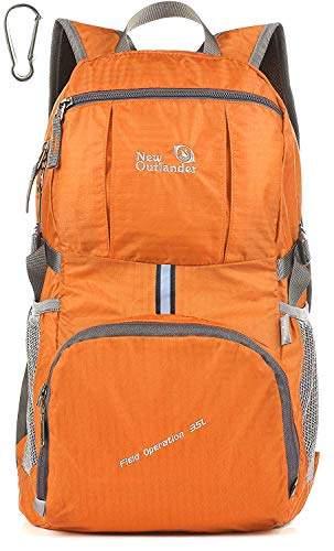 Outlander Packable Lightweight Travel Hiking Backpack Daypack (New Orange)