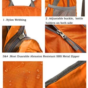 Outlander Packable Lightweight Travel Hiking Backpack Daypack (New Orange)