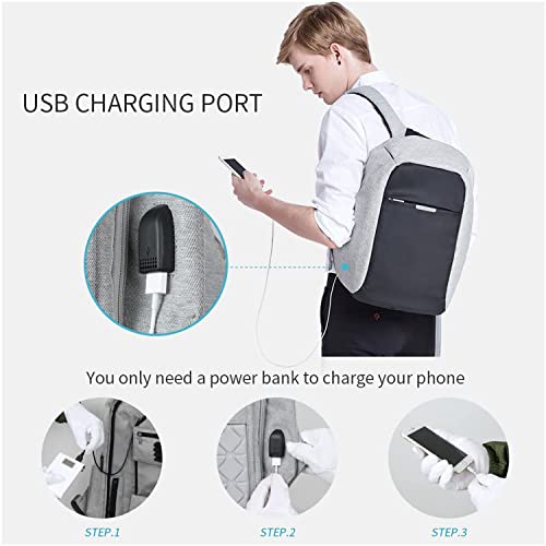 oscaurt Anti Theft Backpack - 15.6 Inch Laptop Travel Backpack with Hidden Zipper and USB Charging Port - Waterproof Business Computer Bag for Men & Women