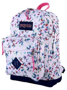 jansport city scout laptop backpack (multi white floral haze)