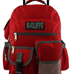 K-Cliffs Heavy Duty Rolling Backpack School Bookbag with Wheels Deluxe Wheeled Daypack