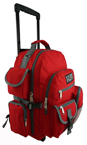 K-Cliffs Heavy Duty Rolling Backpack School Bookbag with Wheels Deluxe Wheeled Daypack