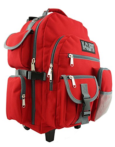 K-Cliffs Heavy Duty Rolling Backpack School Bookbag with Wheels Deluxe Wheeled Daypack