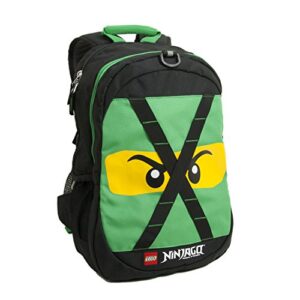 lego ninjago future kids school backpack bookbag, for travel, on-the-go, back to school, boys and girls, with adjustable padded straps, lloyd green