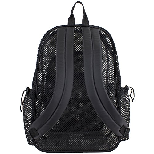 Eastsport XL Semi-Transparent Mesh Backpack with Comfort Padded Straps and Adjustable Bungee for Work, Sports, Beach, College and Security - Black