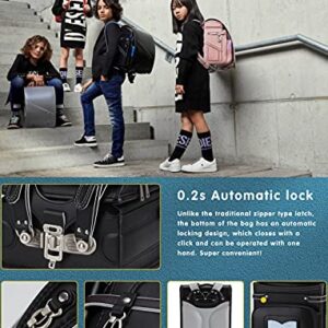 Baobab's wish Ransel Randoseru Backpack Semi-automatic satchel Japanese school bag for girls and boys PU leather bab-rng58 (Black 01)