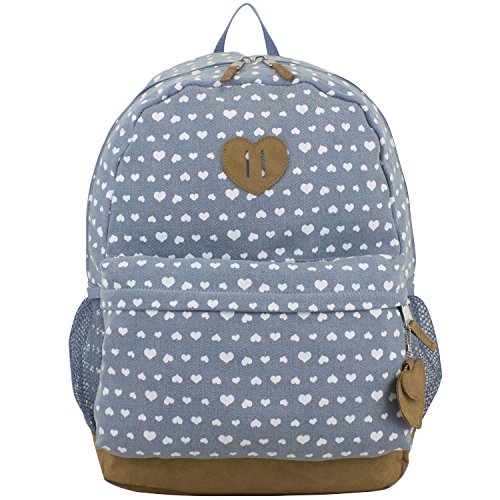 Eastsport Lightweight Stylish Daypack - Denim/Heart Print