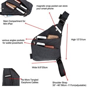 FALETO Anti-Thief Sling Bag Chest Hidden Security Crossbody Shoulder Backpack