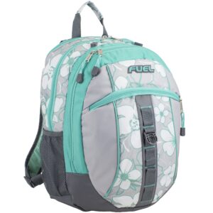 fuel sport active multi-functional ergonomic backpack with separate tech compartment (soft silver/turquoise)