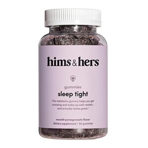 hims & hers sleep tight melatonin gummy vitamins with chamomile and l-theanine, gluten free, moonlit pomegranate berry flavor, 60 count