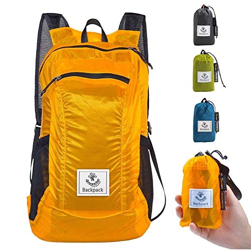 4Monster Hiking Daypack,Water Resistant Lightweight Packable Backpack for Travel Camping Outdoor (A-orange, 16L)