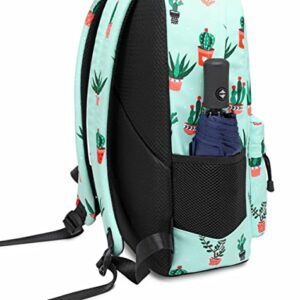 Teecho Waterproof Cute Backpack for Girl Casual Women Laptop Backpack Cactus