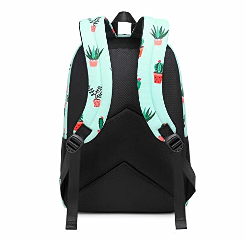 Teecho Waterproof Cute Backpack for Girl Casual Women Laptop Backpack Cactus