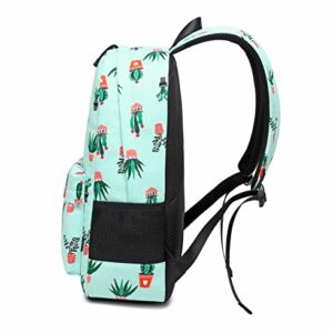 Teecho Waterproof Cute Backpack for Girl Casual Women Laptop Backpack Cactus