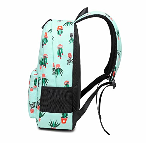 Teecho Waterproof Cute Backpack for Girl Casual Women Laptop Backpack Cactus