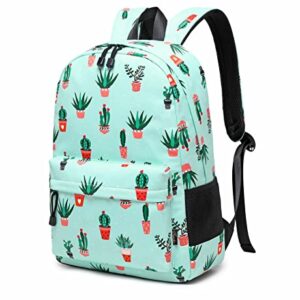 Teecho Waterproof Cute Backpack for Girl Casual Women Laptop Backpack Cactus