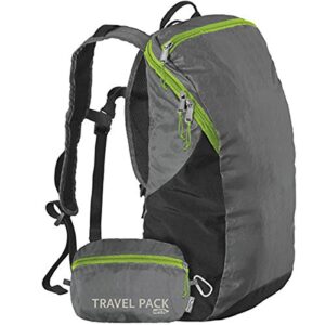 chicobag travel pack repete recycled backpack w/built-in pouch & carabiner clip | perfect for outdoor activities | eco-conscious packable reusable bookbag | stormfront (pack of 1)