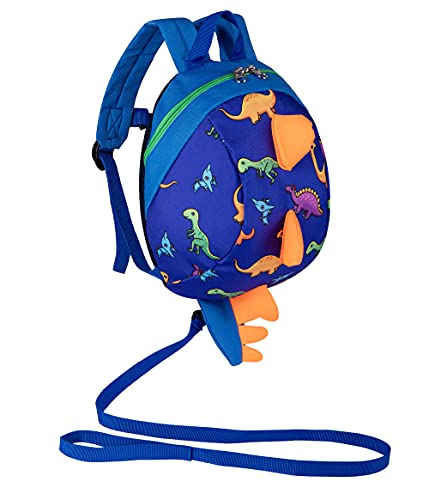 YUPING Toddler kids Dinosaur Backpack Book Bags with Safety Leash for Boys Girls (Style:1 Dark blue)