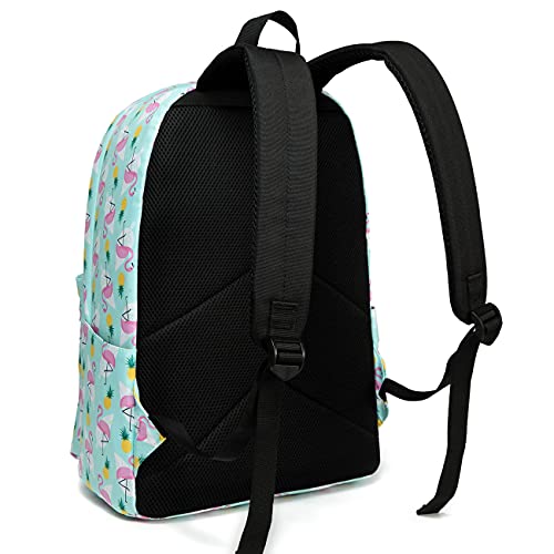 VASCHY School Backpack for Girls, Cute Schoolbag Bookbag for Kids/Teens/Middle School/College/Work Backpack for Women, Flamingos