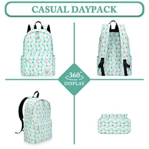 VASCHY School Backpack for Girls, Cute Schoolbag Bookbag for Kids/Teens/Middle School/College/Work Backpack for Women, Flamingos