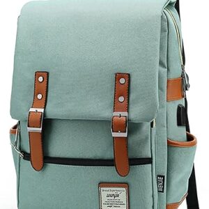 Junlion Unisex Business Laptop Backpack College Student School Bag Travel Rucksack Daypack with USB Charging Port Green