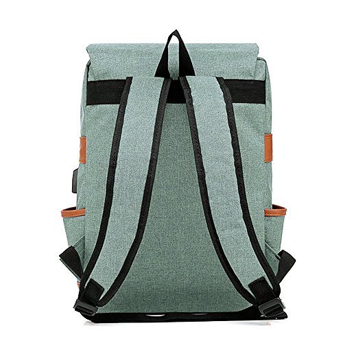 Junlion Unisex Business Laptop Backpack College Student School Bag Travel Rucksack Daypack with USB Charging Port Green