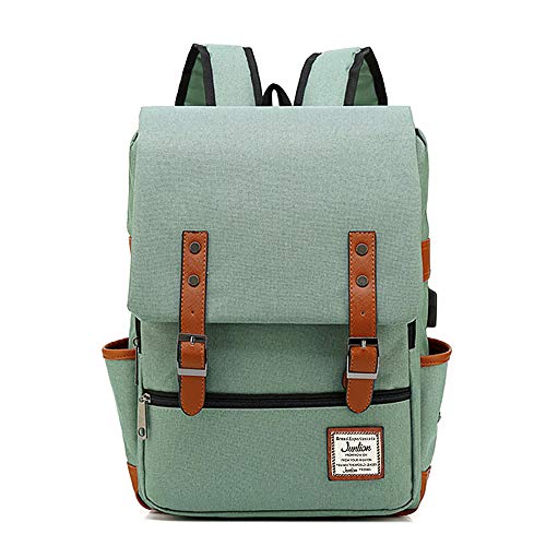 Junlion Unisex Business Laptop Backpack College Student School Bag Travel Rucksack Daypack with USB Charging Port Green