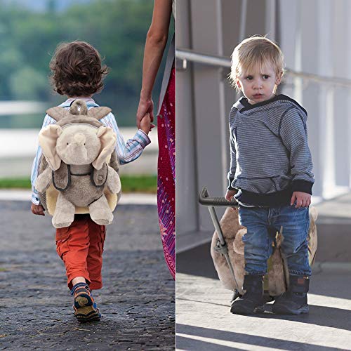 Funday 3-Way Toddler Rolling Backpack with Removable Stuffed Toy & wheels - Little Kids Luggage with Cute Plush Elephant