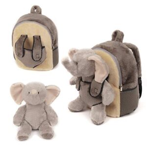 Funday 3-Way Toddler Rolling Backpack with Removable Stuffed Toy & wheels - Little Kids Luggage with Cute Plush Elephant