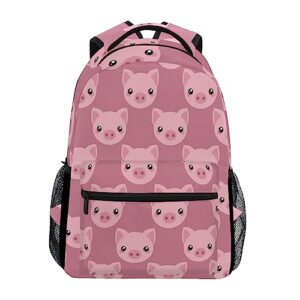 pink cartoon pig face laptop backpack shoulder school bag for girls, animal water resistant college travel computer notebooks computer bag daypack bookbag for kids boys women