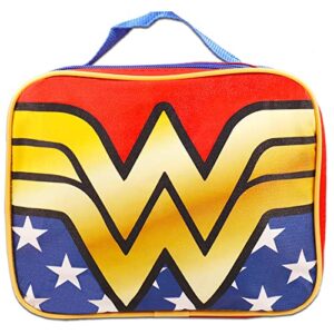 Wonder Woman Backpack and Lunch Box - Bundle Backpack, Lunch Bag, Water Pouch, More School Backpack