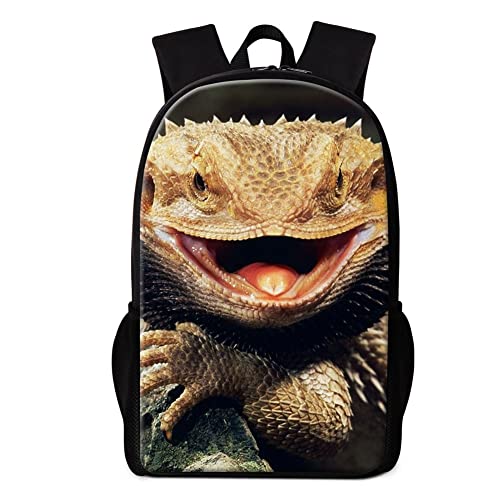 Dispalang Cool Lizard Prints School Backpack for Guy Boys Cute Animal Bagpack Personalized Satchel Patterns