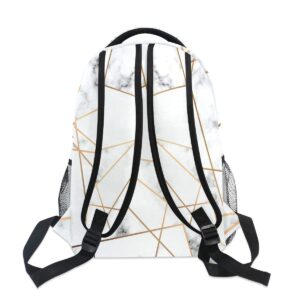 AUUXVA Marble Golden Geometric Line Backpack Travel School Shoulder Bag for Kids Boys Girls Women Men