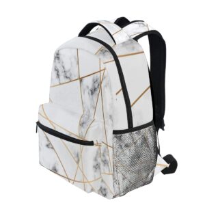 AUUXVA Marble Golden Geometric Line Backpack Travel School Shoulder Bag for Kids Boys Girls Women Men