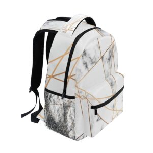 AUUXVA Marble Golden Geometric Line Backpack Travel School Shoulder Bag for Kids Boys Girls Women Men