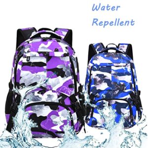 Ladyzone Camo School Backpack Lightweight Schoolbag Travel Camp Outdoor Daypack (BL Camo Purple)