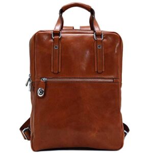 floto firenze top handle leather backpack with laptop storage (olive (honey) brown)