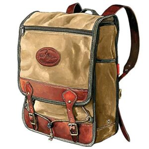 Frost River Mesabi Range Daypack - Waxed Canvas and Leather Laptop Bag, Durable Day Hiking Backpack, 16.7 Liter, Field Tan