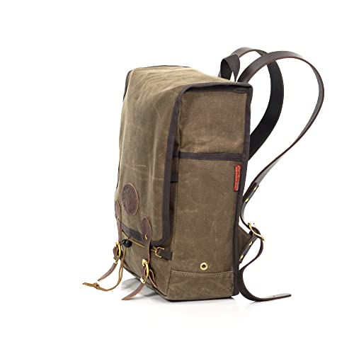 Frost River Mesabi Range Daypack - Waxed Canvas and Leather Laptop Bag, Durable Day Hiking Backpack, 16.7 Liter, Field Tan