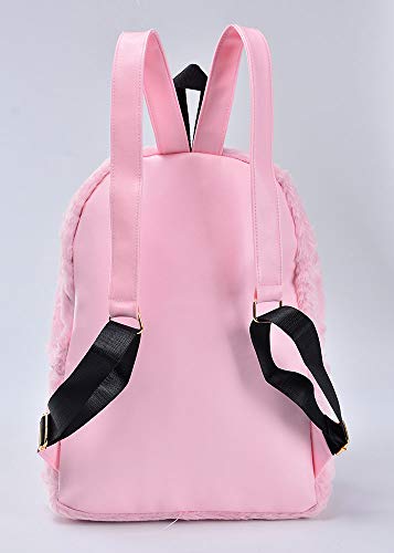 Nite closet Pink Backpack Purse for Women Fluffy Fleece Bags Faux Fur Heart (Pink)