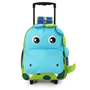 yodo zoo 3-way kids suitcase luggage or toddler rolling backpack with wheels, medium dinosaur