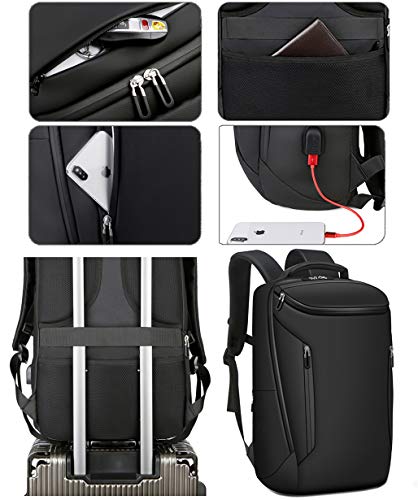 HuaChen Anti-Theft Travel Backpack,Water-Resistant 15.6 Inch Laptop Bag (MR01_Black)