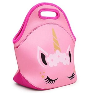 Moonmo Cute Unicorn Face Diamond Bling Waterproof Pink School Backpack Set Girls Book Bag (Large, Pink Set)