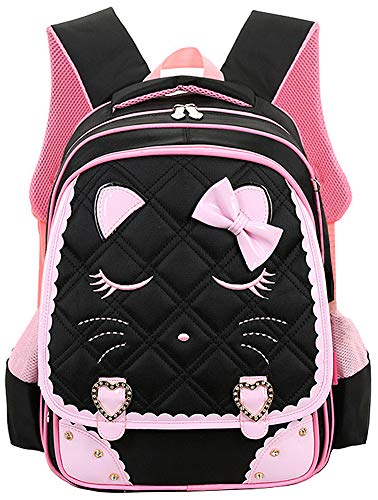 Efree Cute Cat Face Bow Diamond Bling Waterproof Pink, Black Set, Size Large